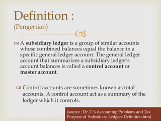 Subsidiary Ledger Example