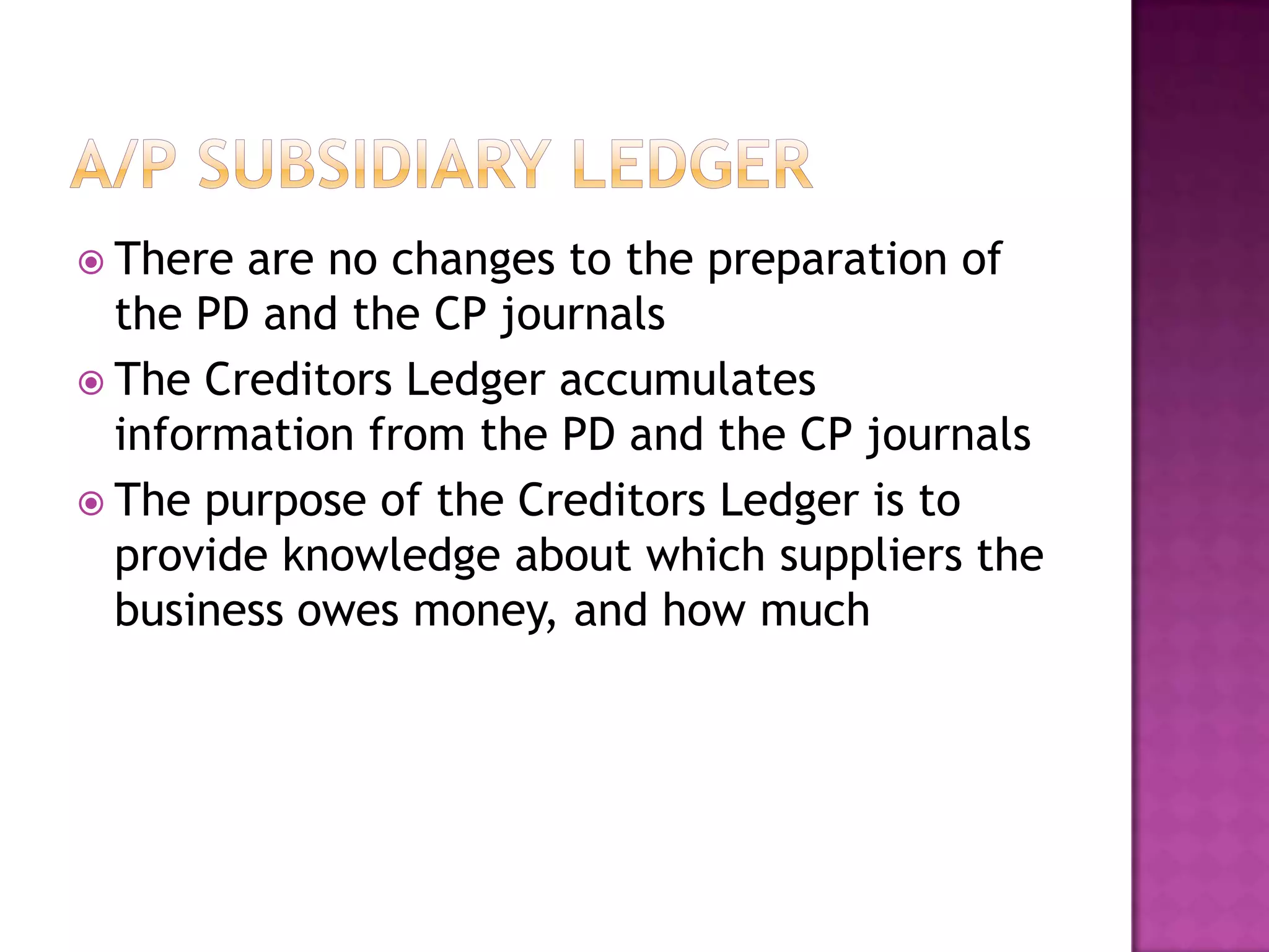 Subsidiary ledgers slides | PPTX
