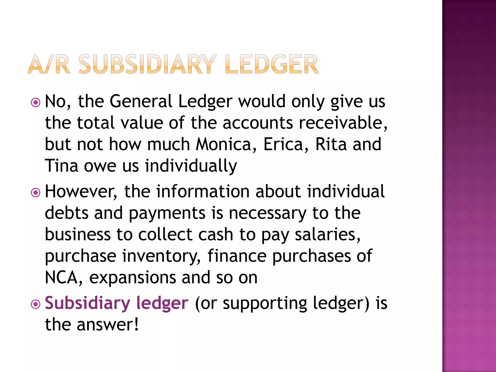 Subsidiary ledgers slides | PPTX