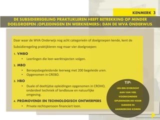 Subsidieregeling praktijkleren: 6 kenmerken. | PDF