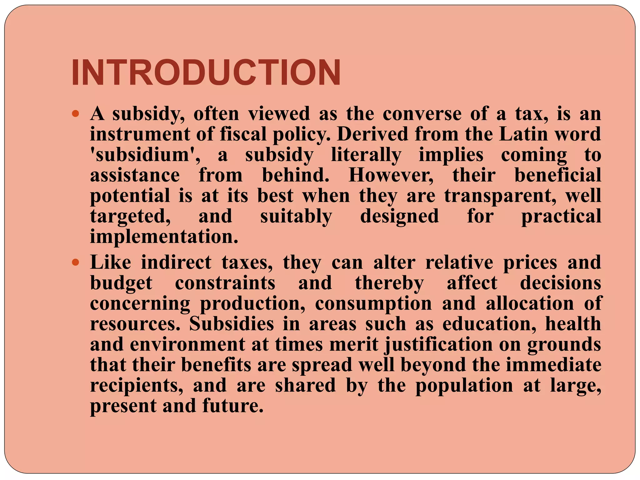Subsidies in india | PPTX