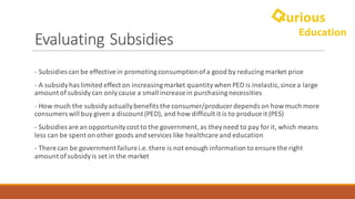 Subsidies Notes - A-level & IB Economics | PDF