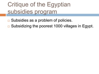 Subsidies in Egypt | PPTX