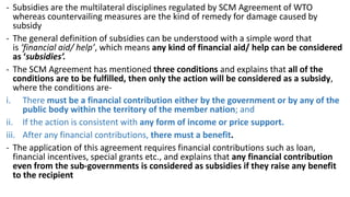 Subsidies under WTO.pptx | Government Support and Welfare | Financial ...