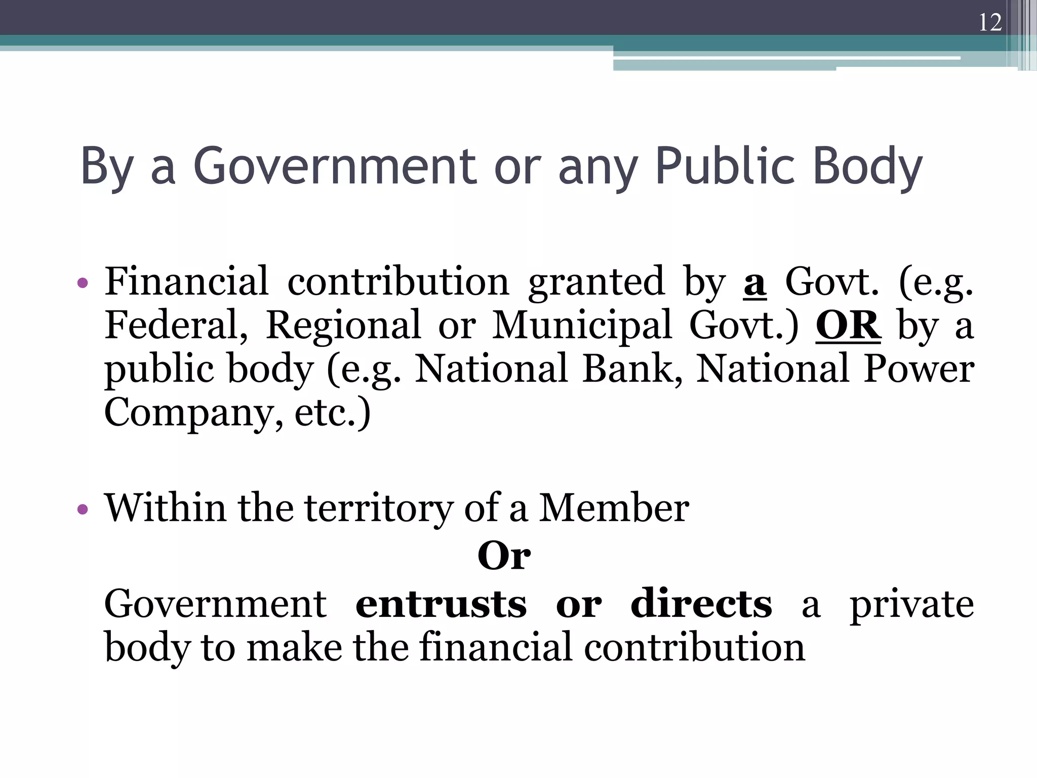 WTO Agreement on Subsidies and Countervailing Measures | PDF