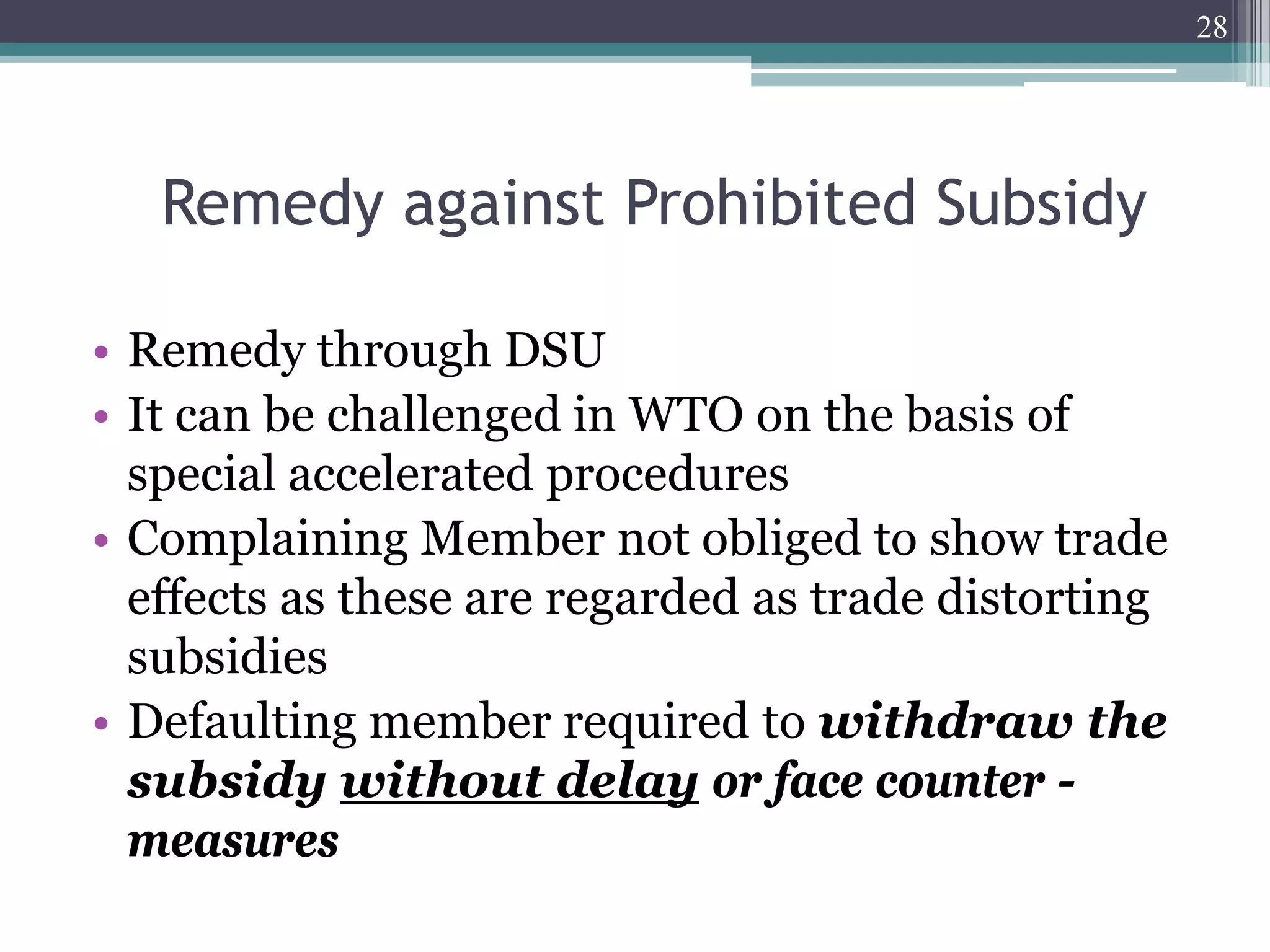 WTO Agreement on Subsidies and Countervailing Measures | PDF