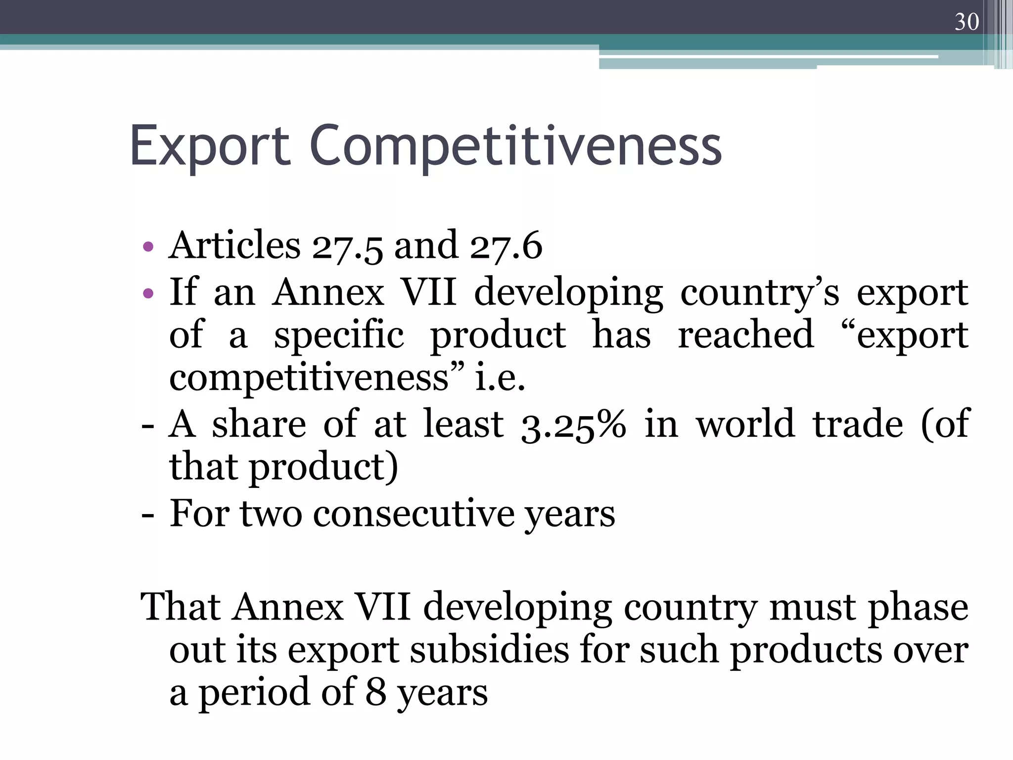 WTO Agreement on Subsidies and Countervailing Measures | PDF