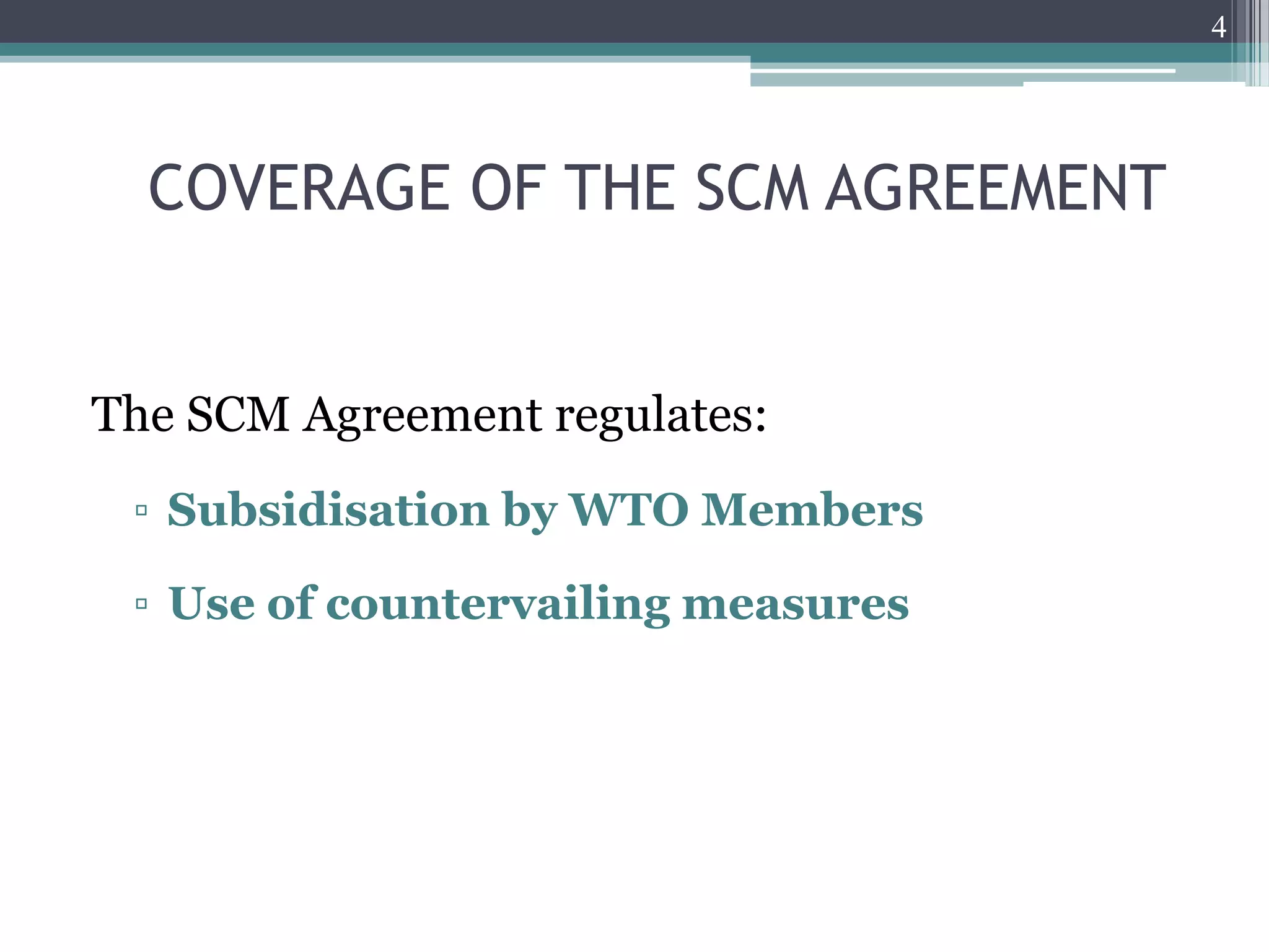 WTO Agreement on Subsidies and Countervailing Measures | PDF