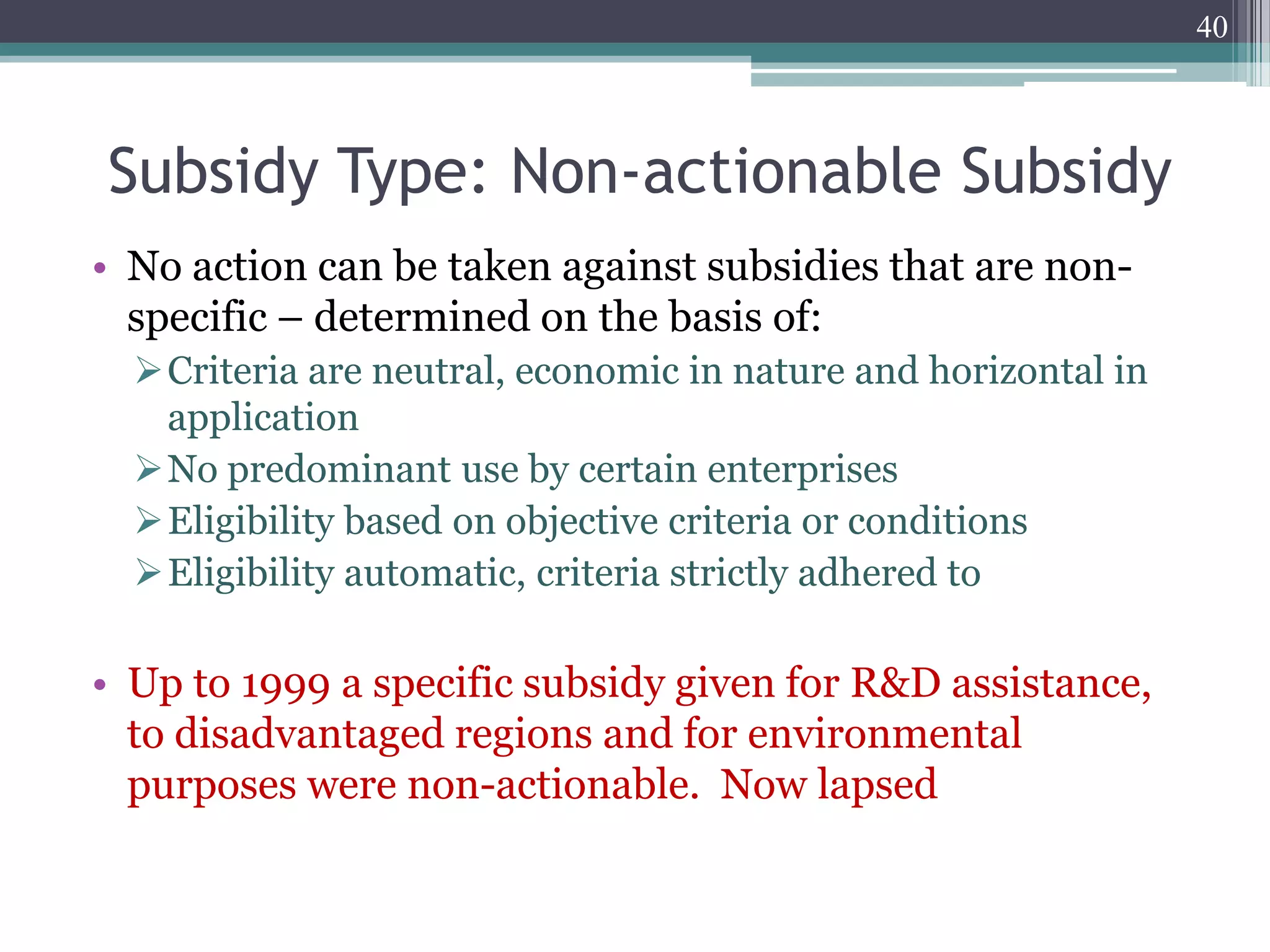 WTO Agreement on Subsidies and Countervailing Measures | PDF