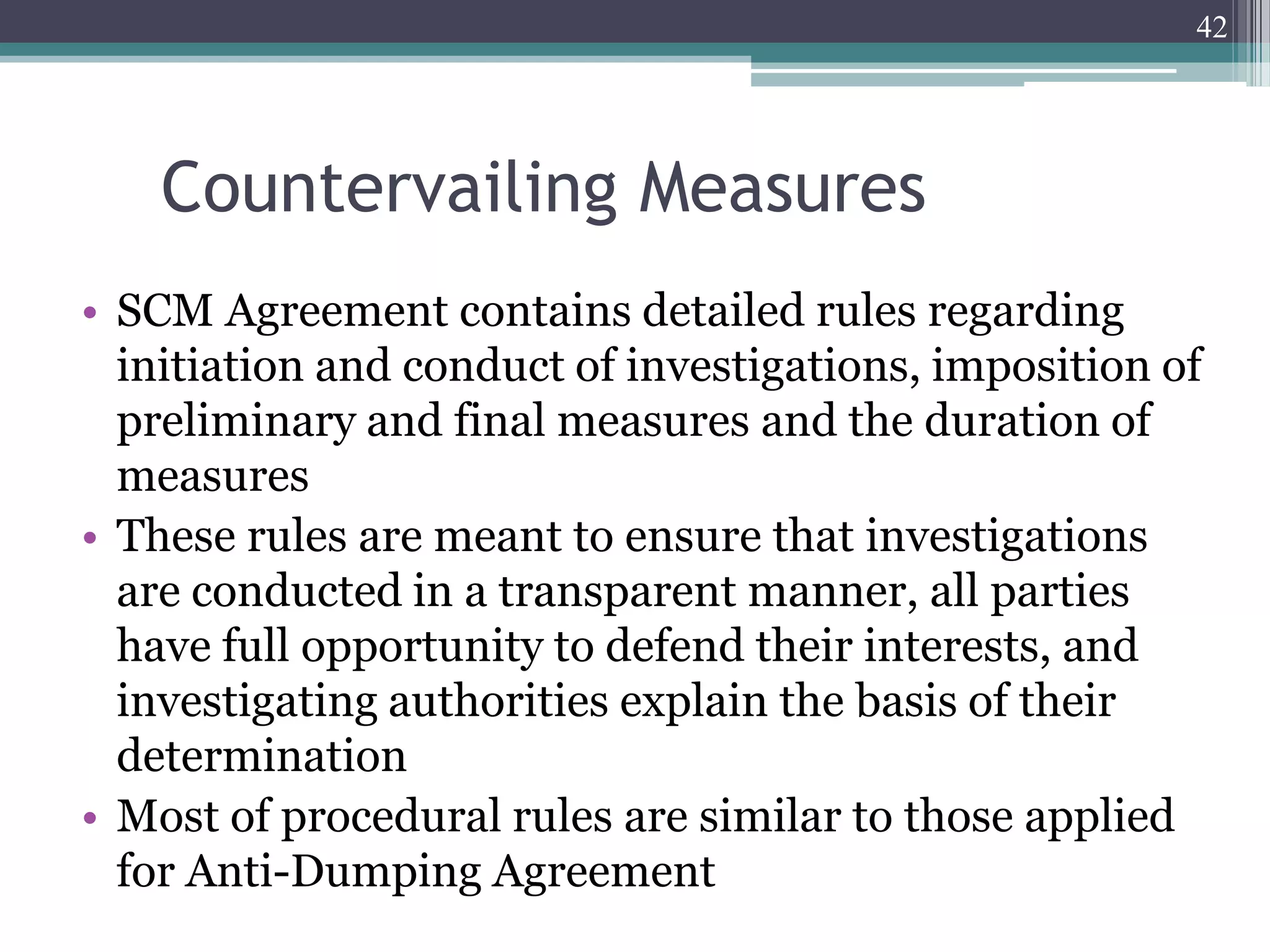 WTO Agreement on Subsidies and Countervailing Measures | PDF