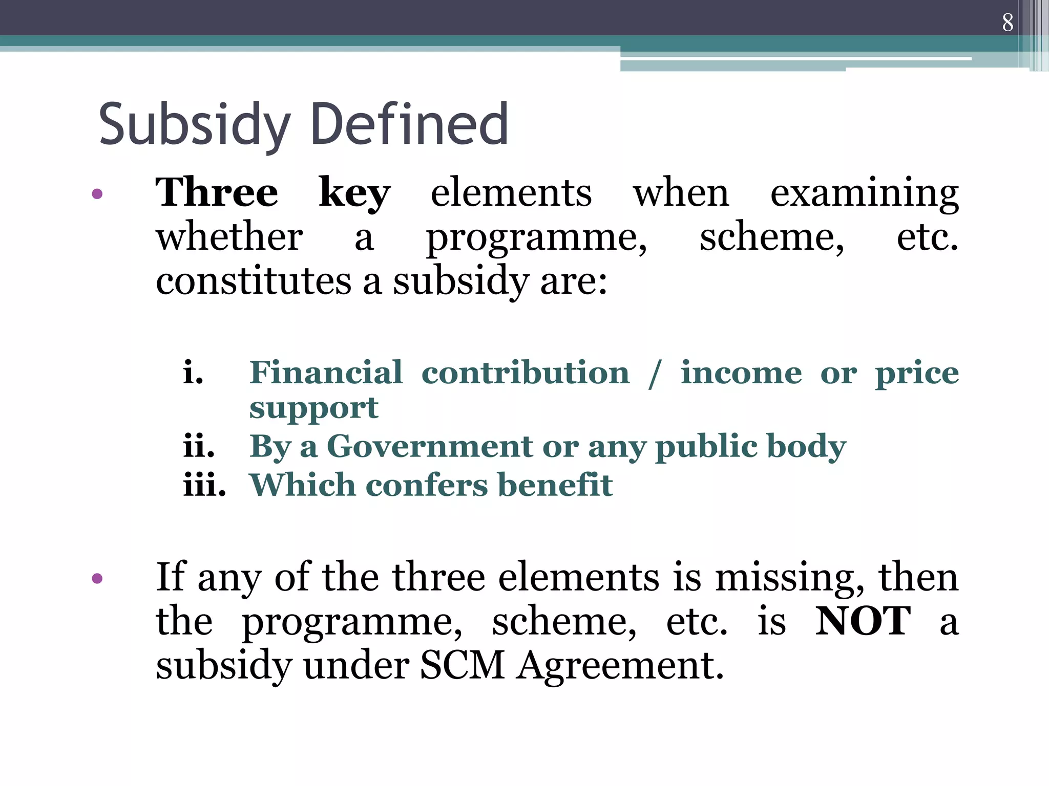 WTO Agreement on Subsidies and Countervailing Measures | PDF