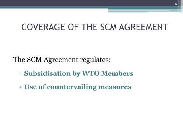 WTO Agreement on Subsidies and Countervailing Measures | PDF