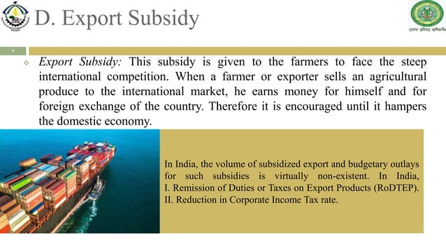 Subsidy in indian agriculture and its impact | PPTX