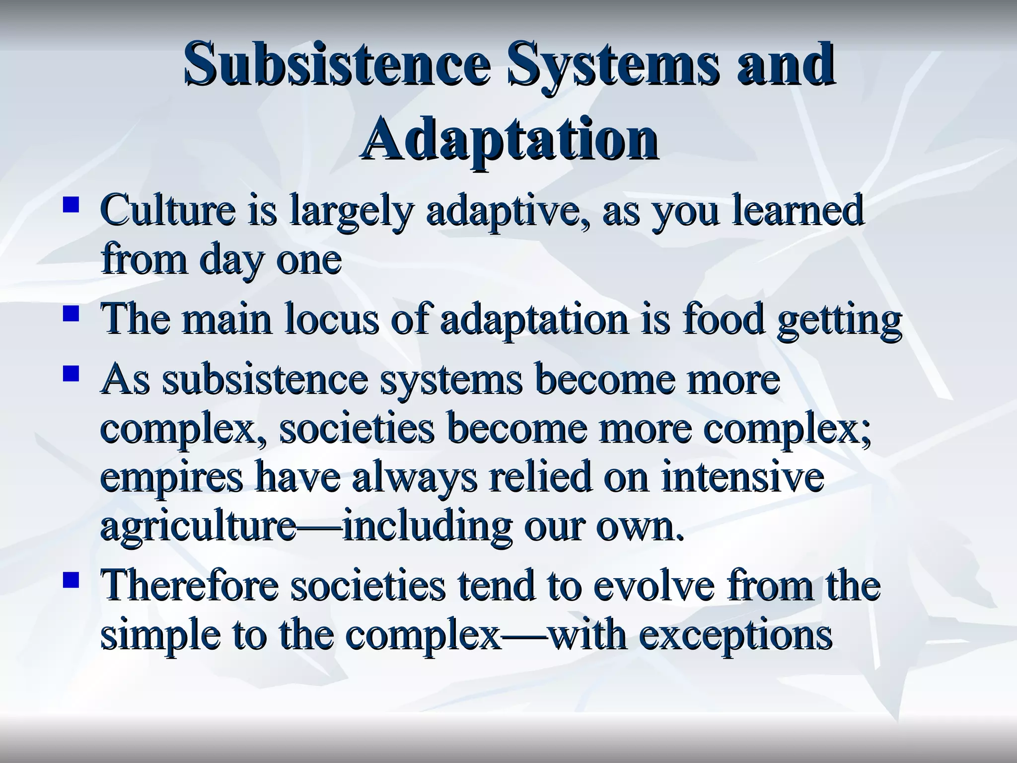 Subsistence Systems: Introduction and Food Collectors | PPT