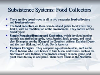 Subsistence Systems: Introduction and Food Collectors | PPT