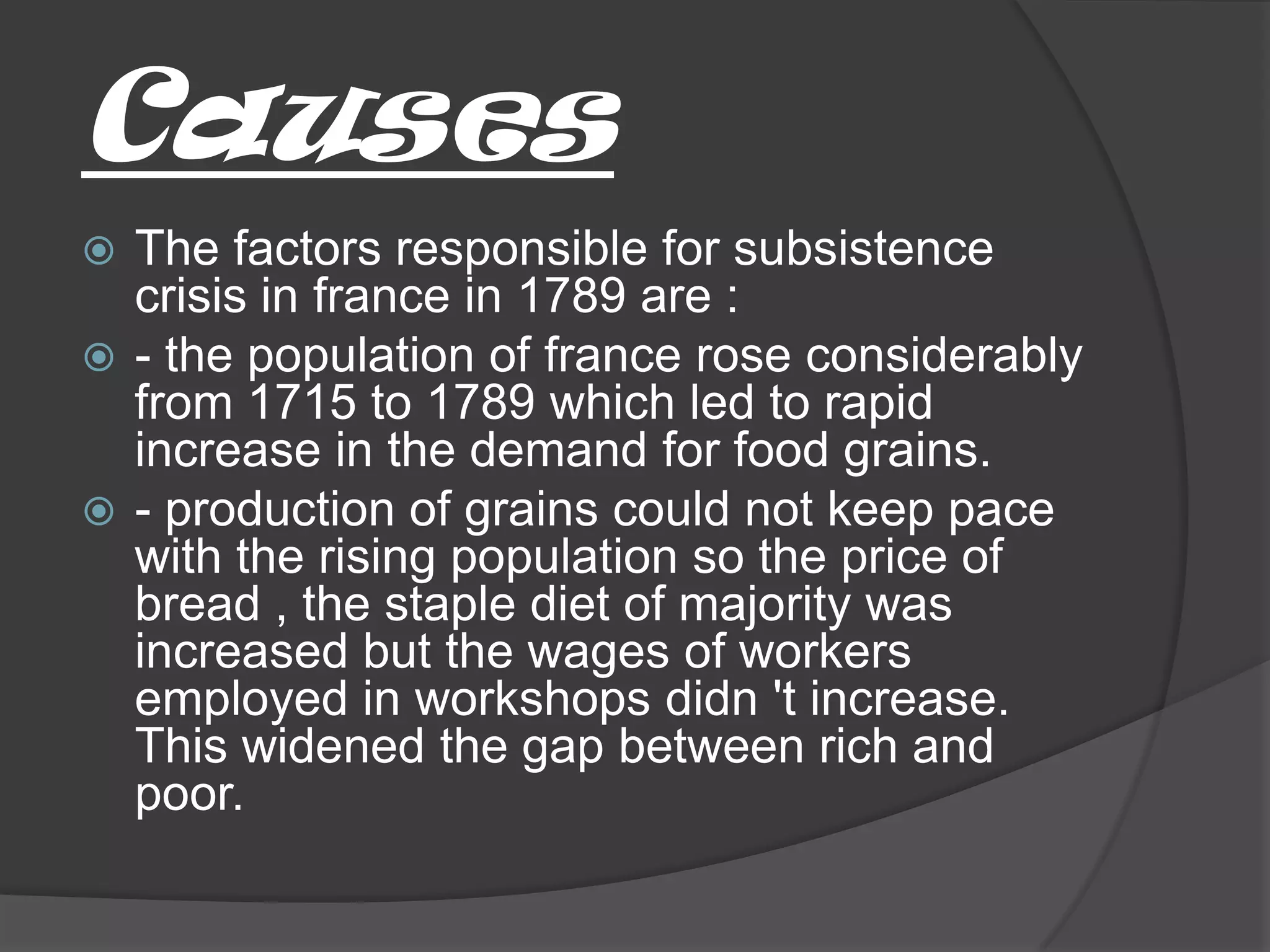Subsitence crisis in France | PPTX