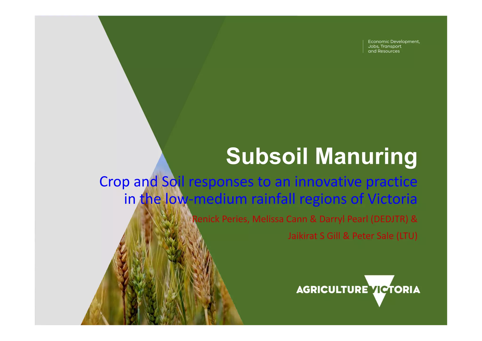Subsoil manuring - Renick Peries (DEDJTR) | PDF