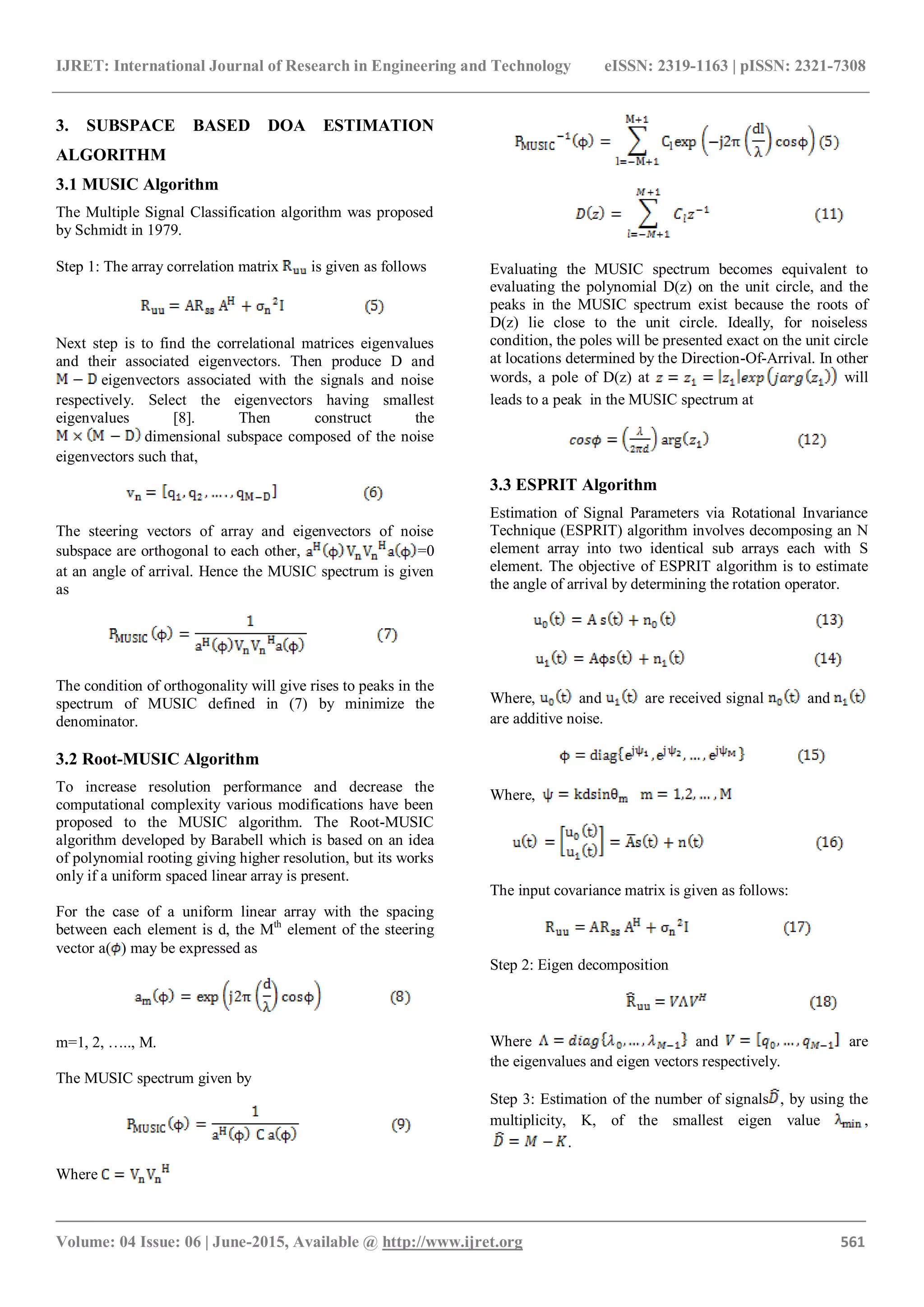 Subspace Based Doa Estimation Techniques Pdf Digital Audio