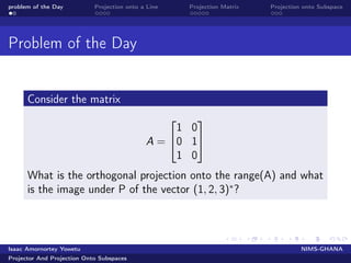 Projectors and Projection Onto Subspaces | PDF