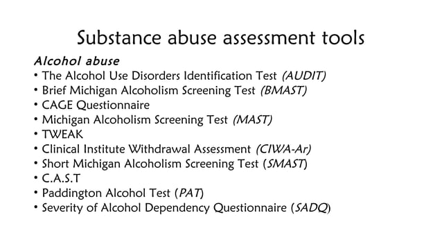 Substance abuse assessment | PPT