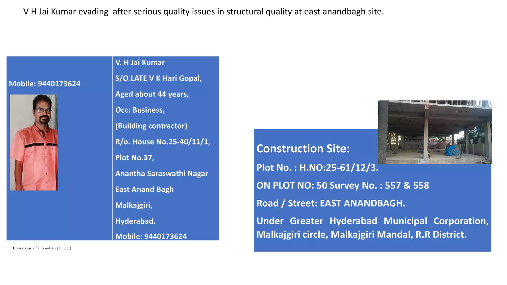 Substandard quality and fraud at various stages of constructions ...