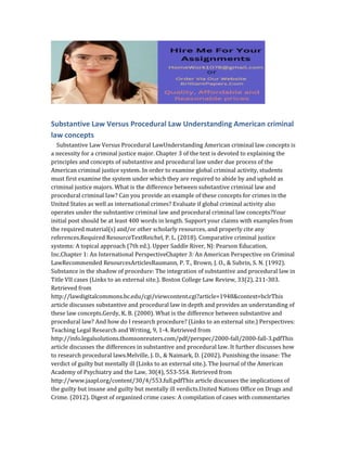 Substantive Law Versus Procedural Law Understanding American criminal ...