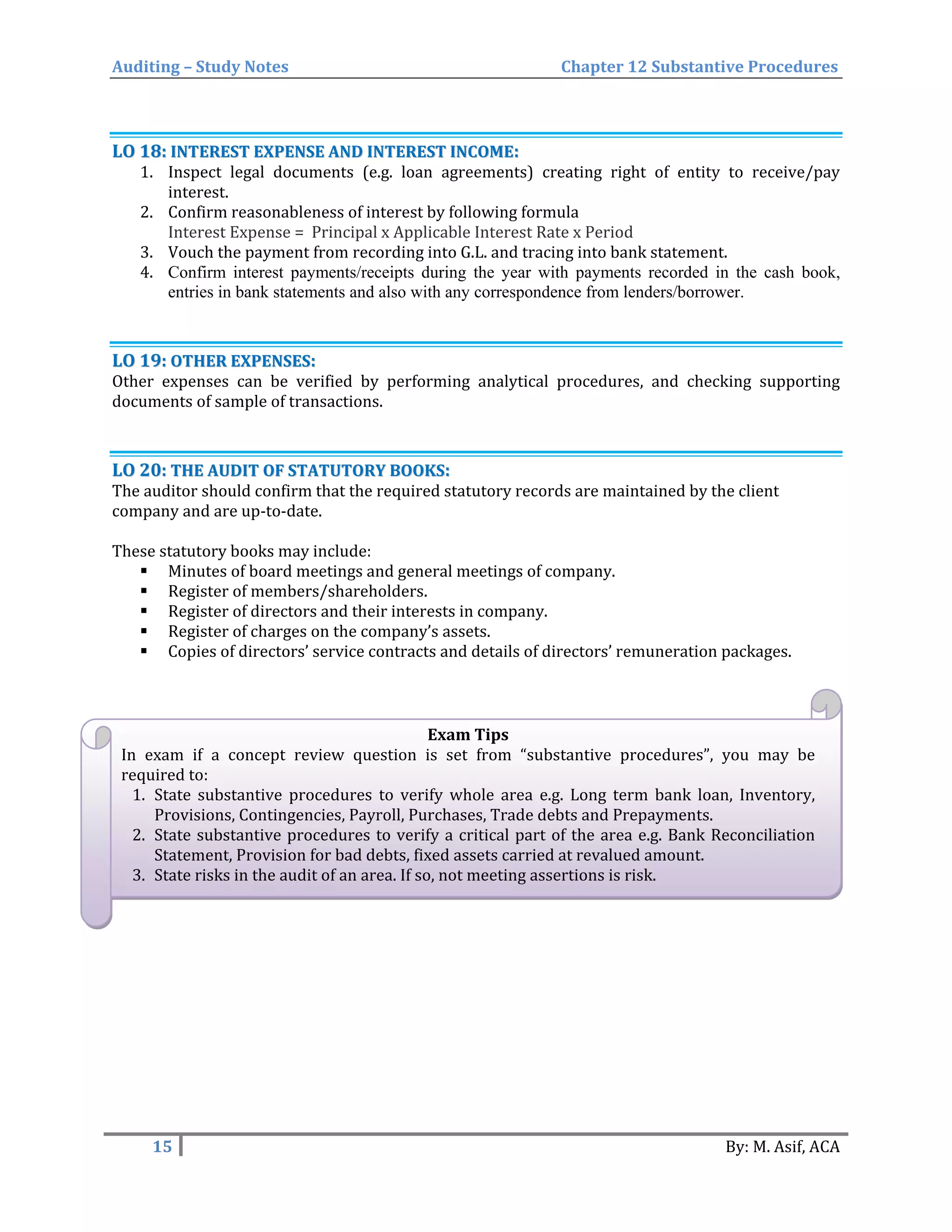 Substantive Procedures - AUDITING STUDY NOTES | PDF
