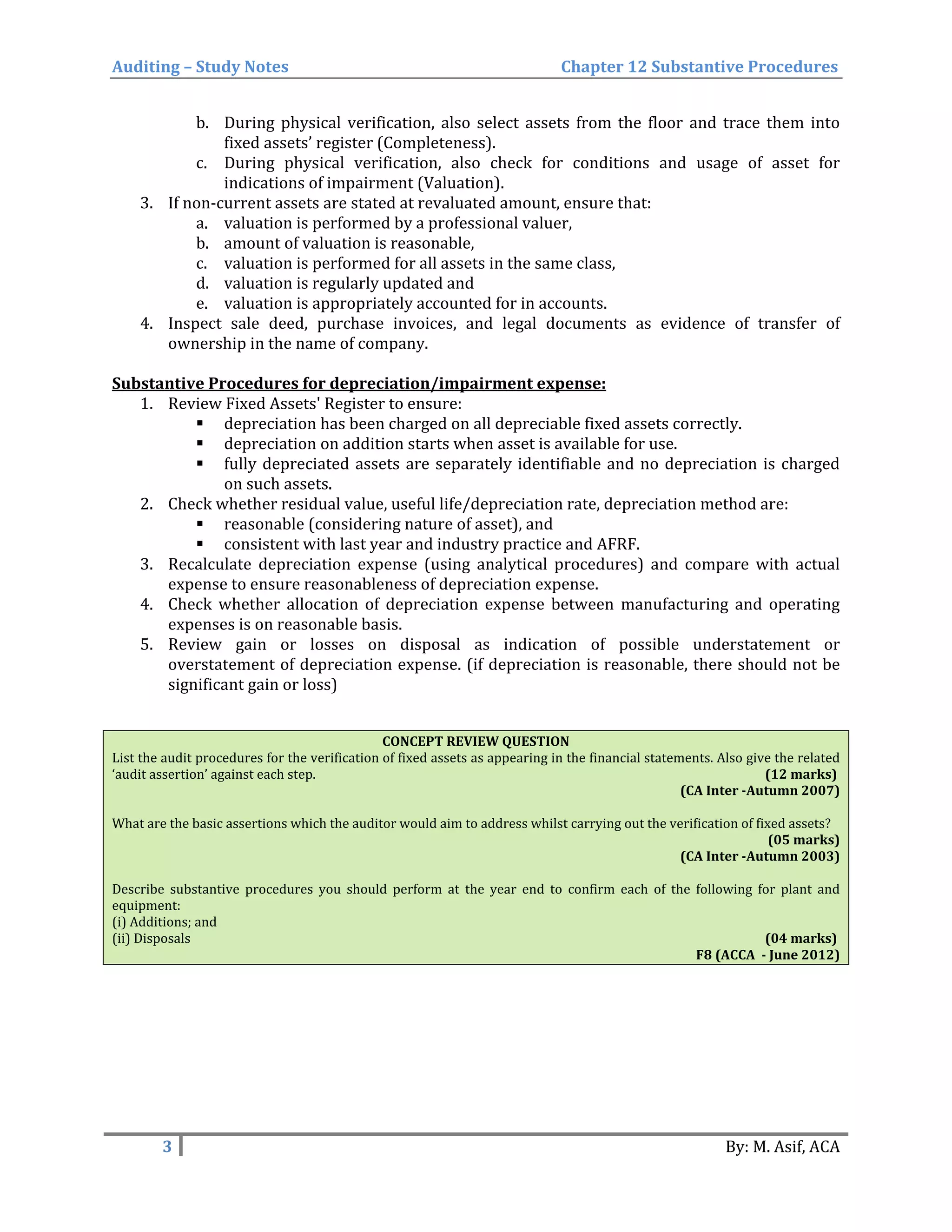 Substantive Procedures - AUDITING STUDY NOTES | PDF