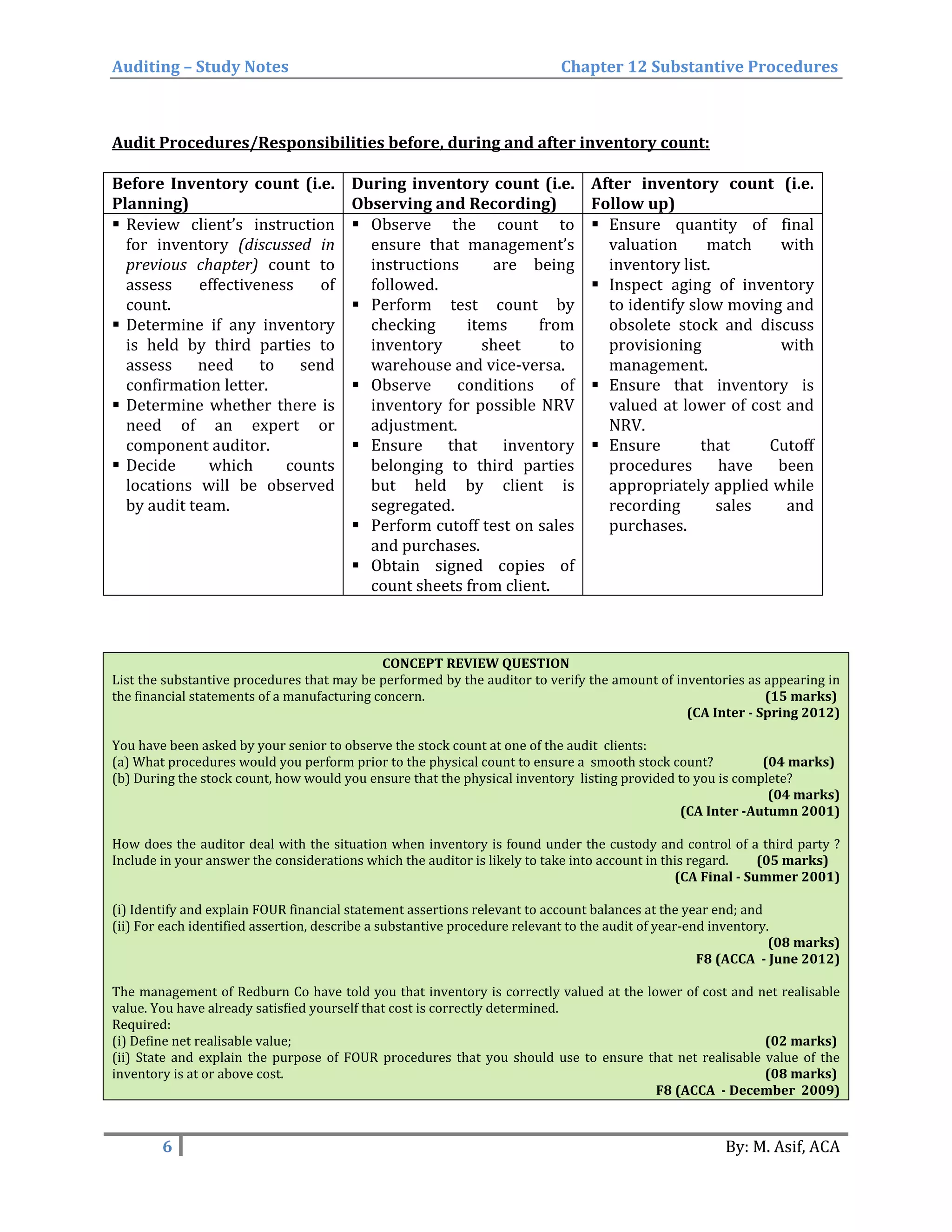 Substantive Procedures - AUDITING STUDY NOTES | PDF