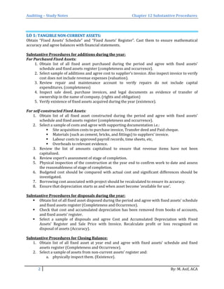 Substantive Procedures - AUDITING STUDY NOTES | PDF