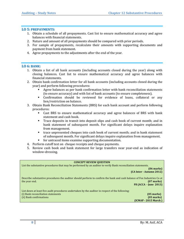 Substantive Procedures - AUDITING STUDY NOTES | PDF