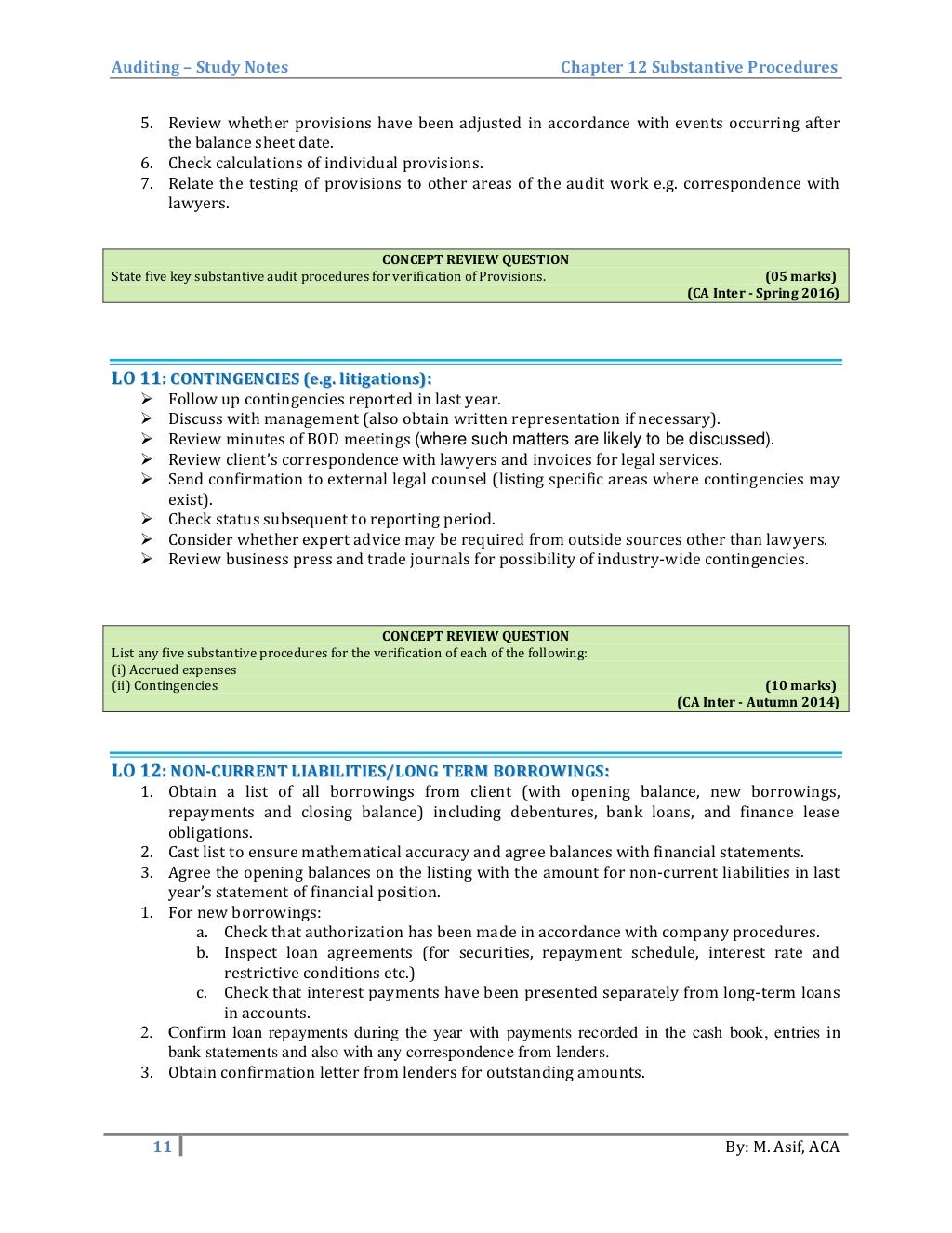 Substantive Procedures - AUDITING STUDY NOTES