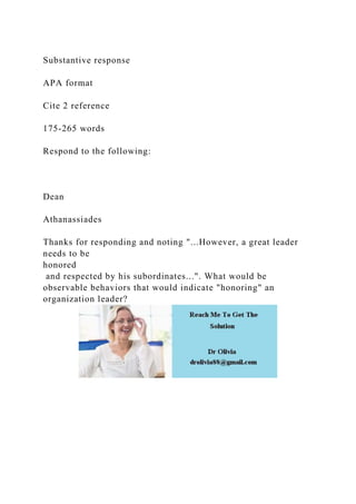 Substantive responseAPA formatCite 2 reference175-265 wo.docx