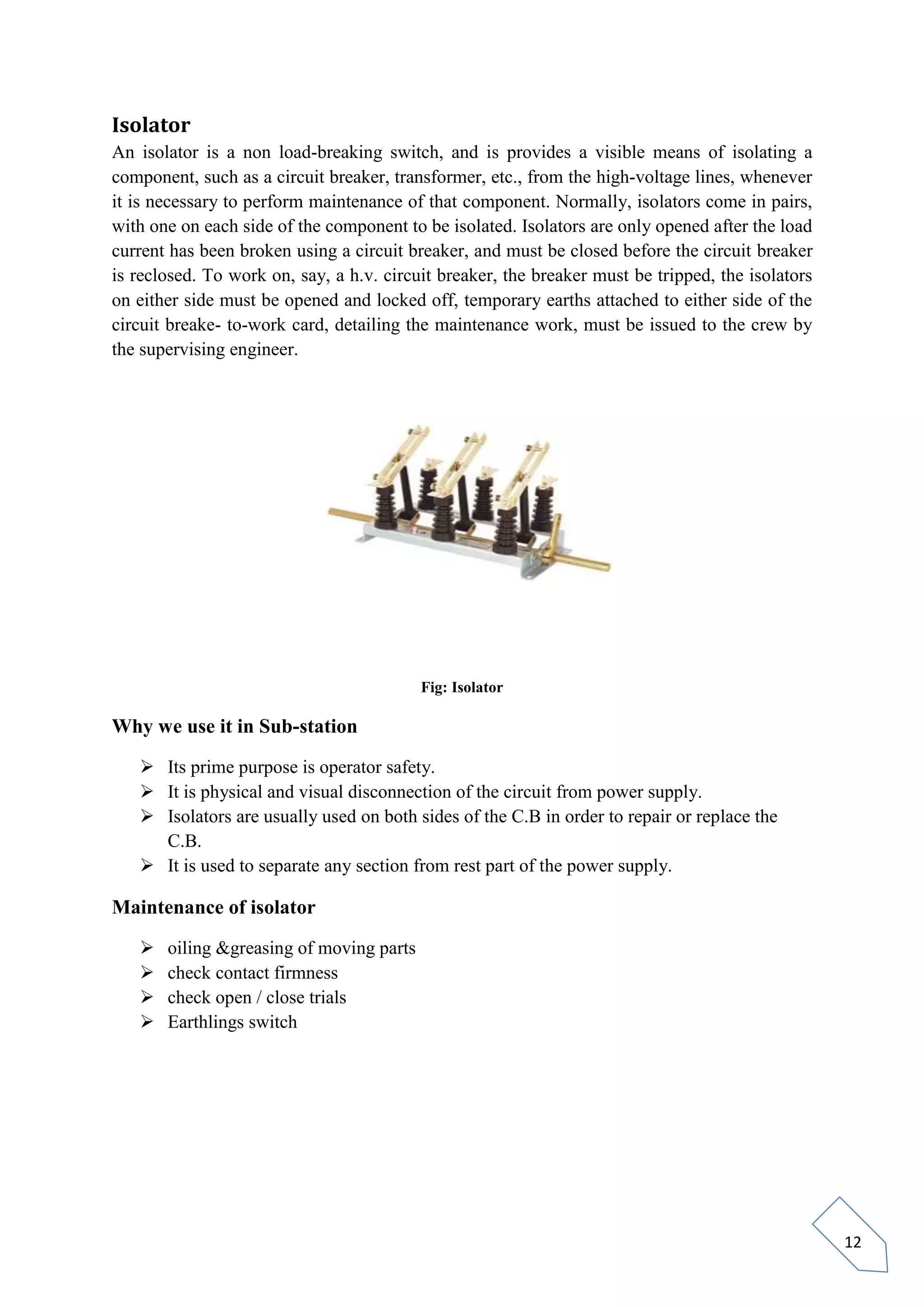 Switchgear Equipment in a Substation | DOCX