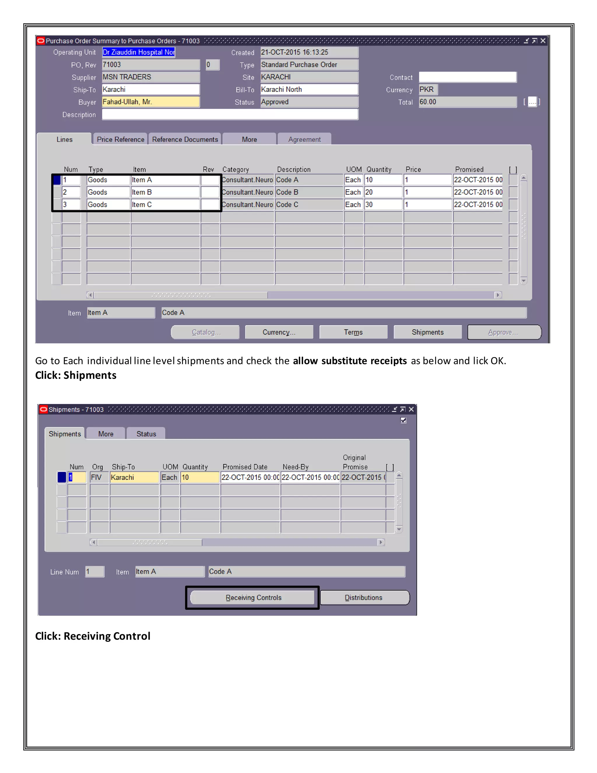 Substitute Receipt (Oracle-Purchasing R12.2.0) | DOCX