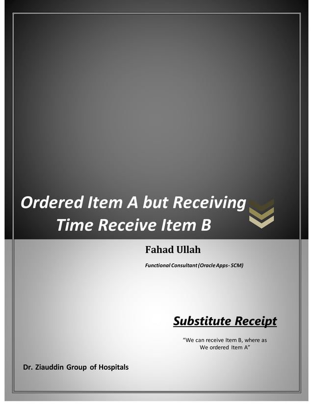 Substitute Receipt (Oracle-Purchasing R12.2.0) | PDF
