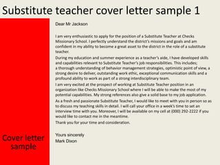 Substitute teacher cover letter | PPTX