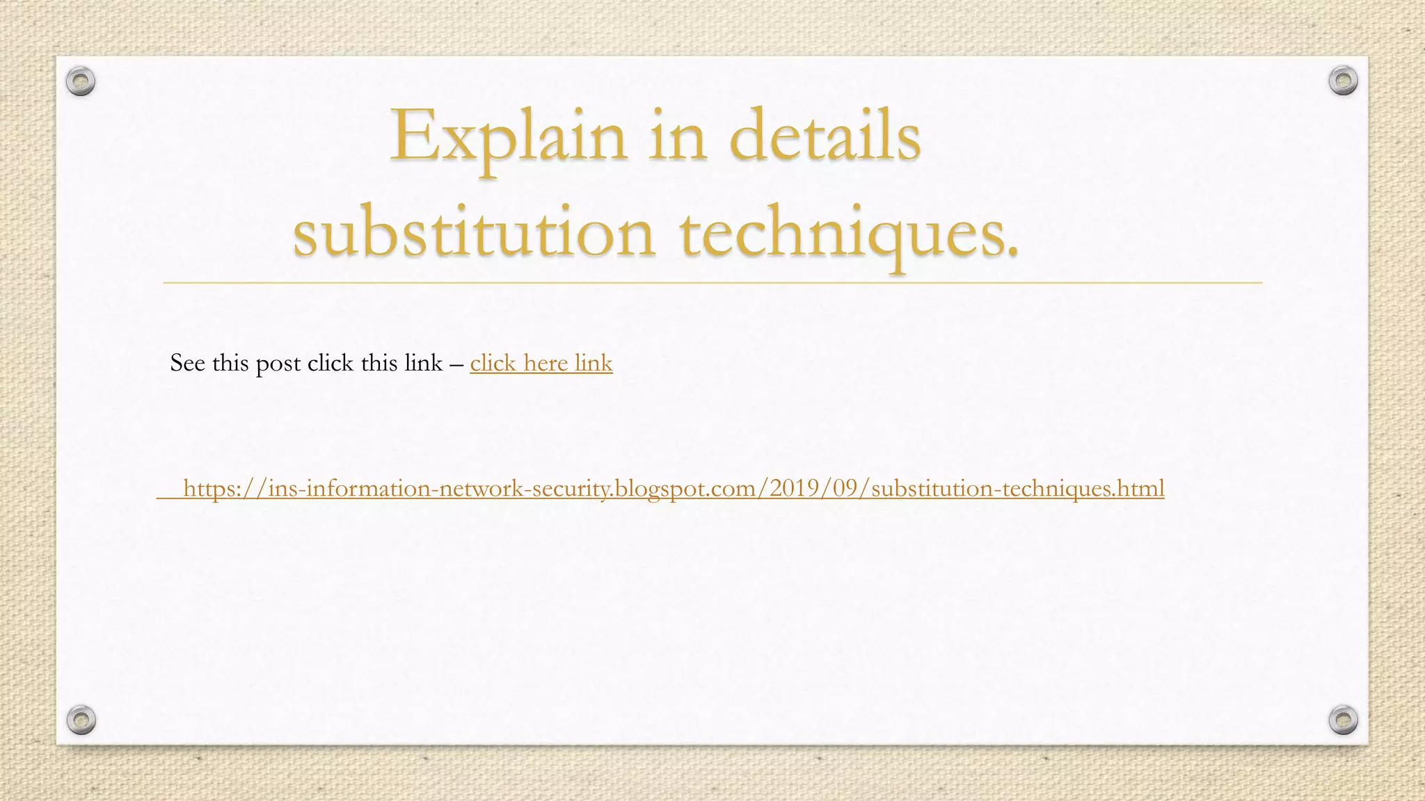 Substitution techniques | PPTX
