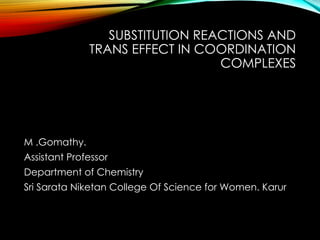 Substitution_ Reactions & trans effect in coordination cpd | PPTX