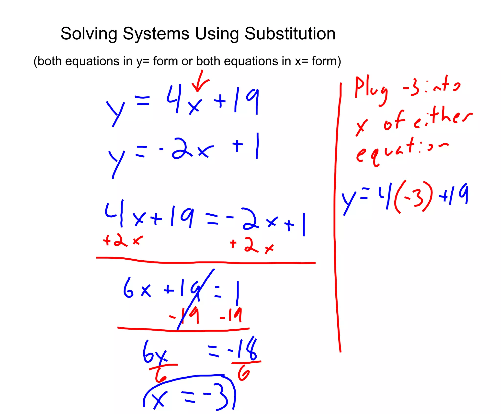 Systems of Equations- Simple Substitution | PPTX
