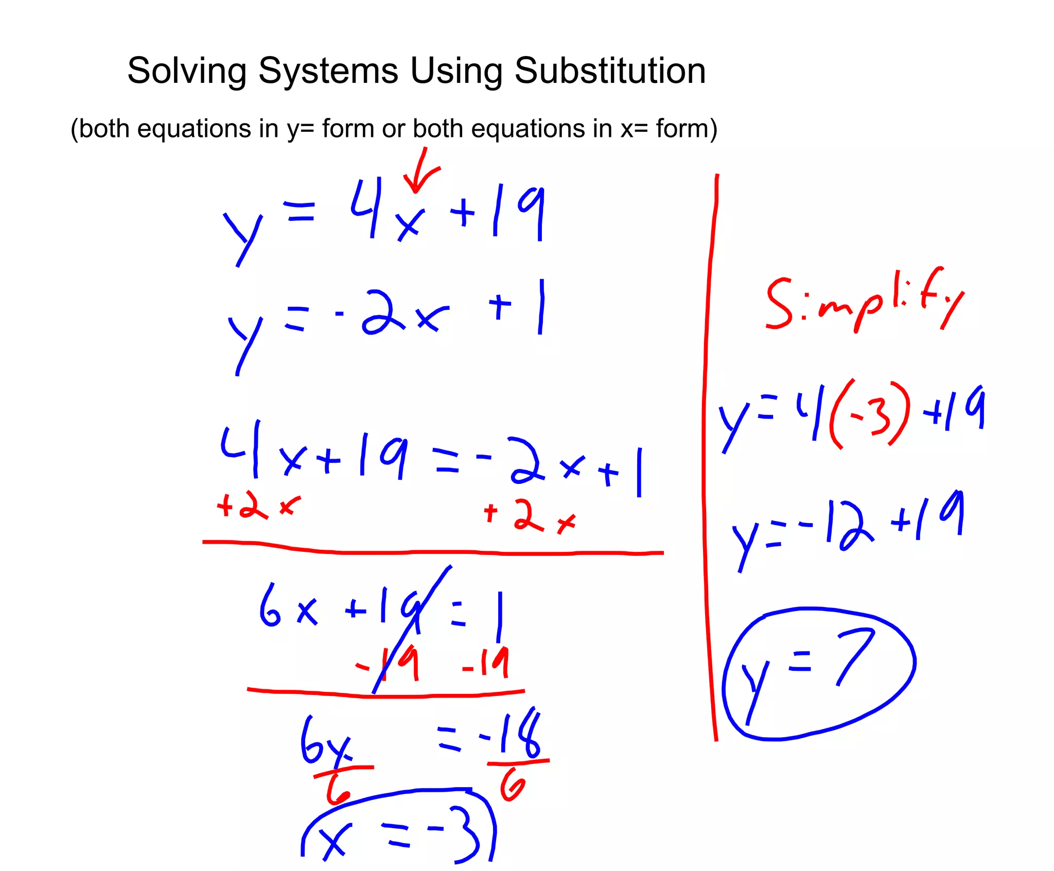 Systems of Equations- Simple Substitution | PPTX