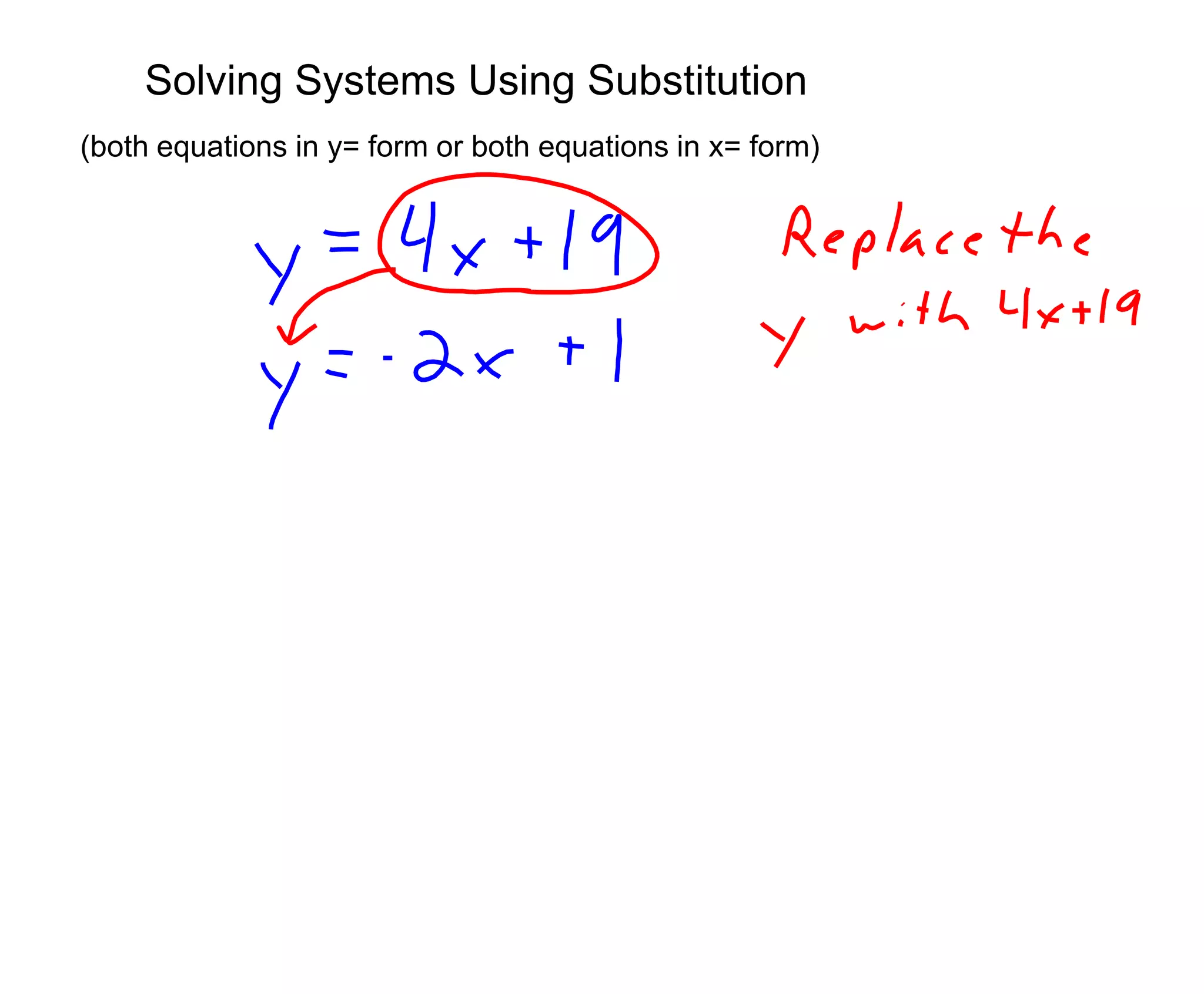 Systems of Equations- Simple Substitution | PPTX