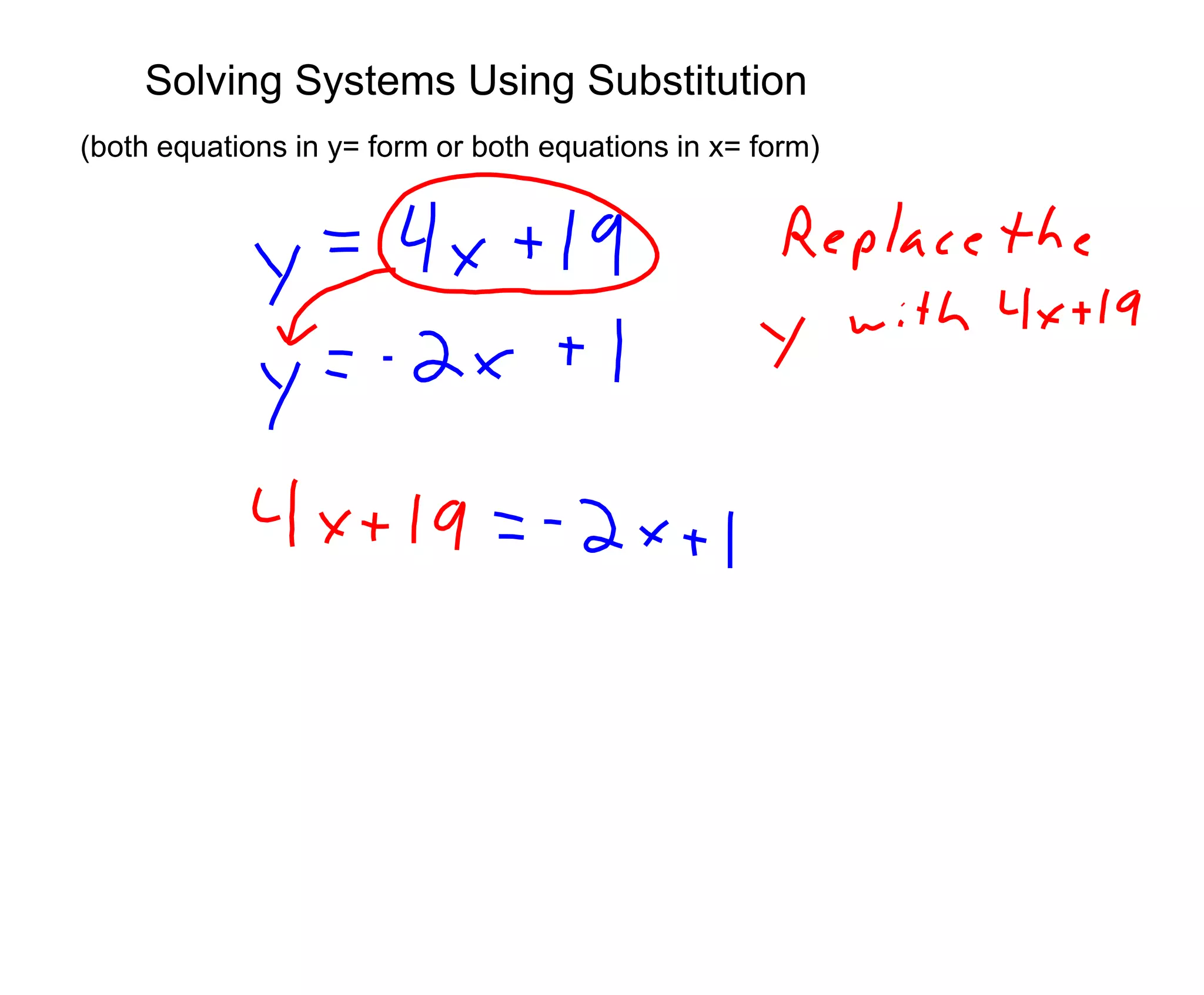 Systems of Equations- Simple Substitution | PPTX