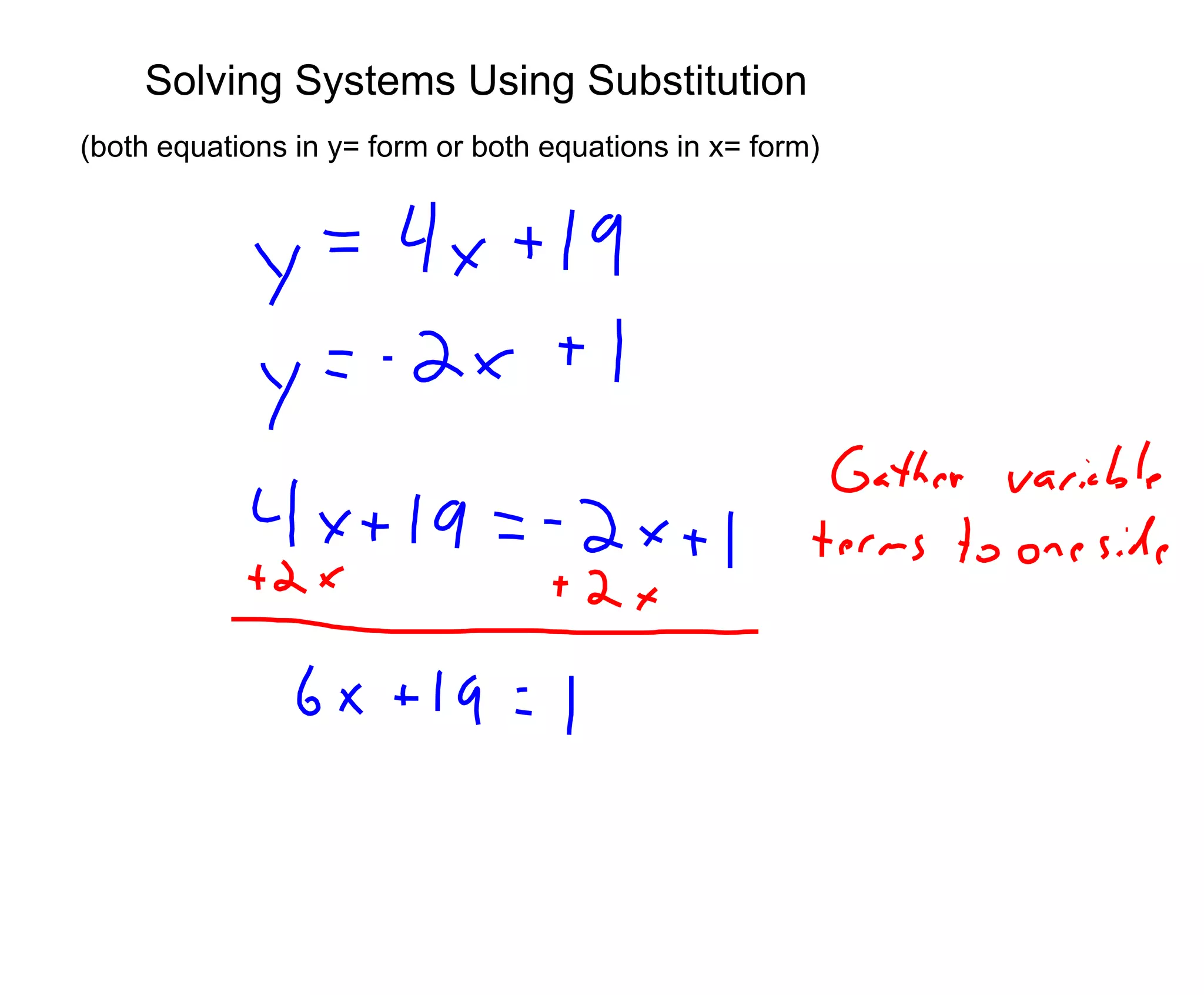 Systems of Equations- Simple Substitution | PPTX