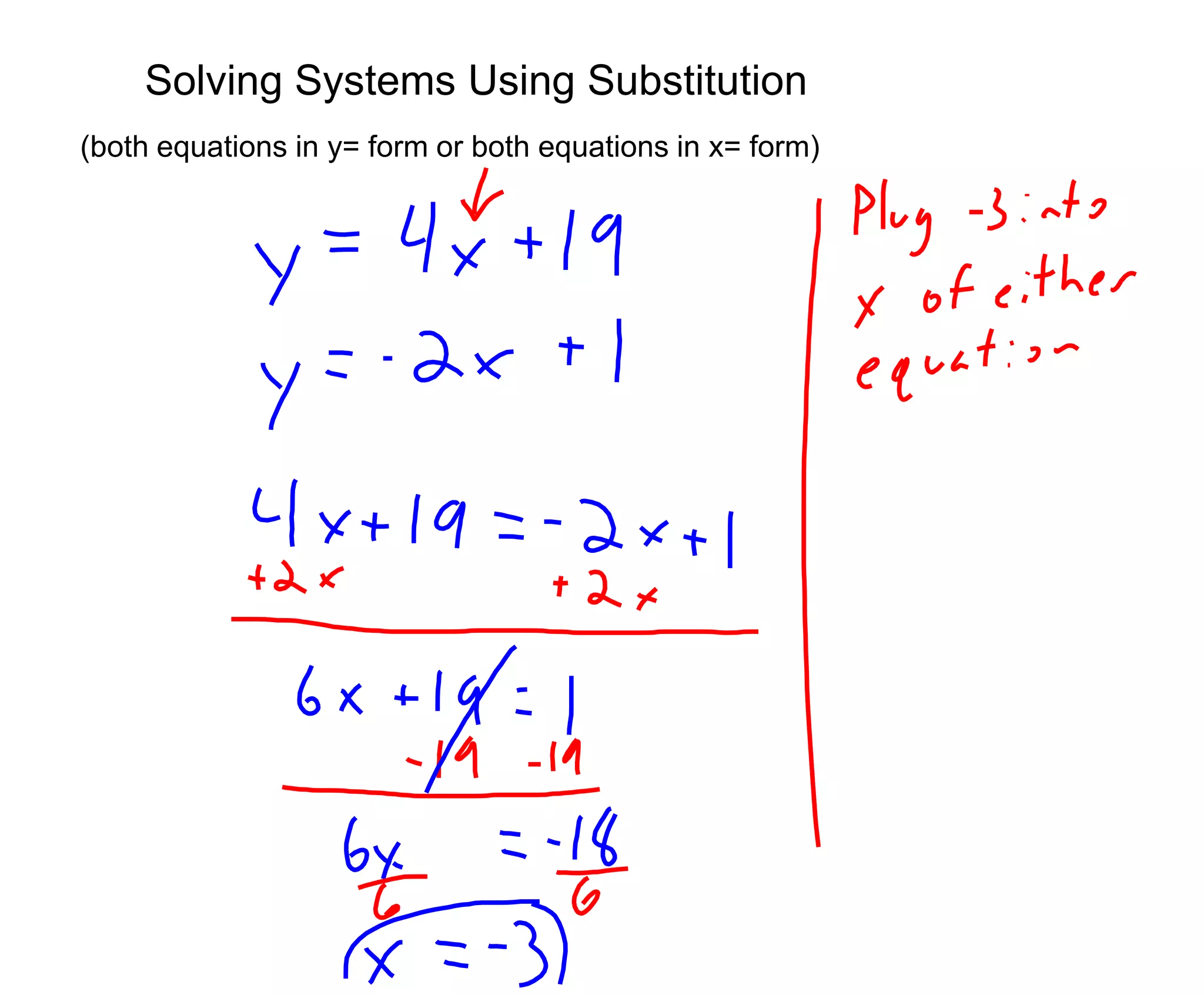 Systems of Equations- Simple Substitution | PPTX