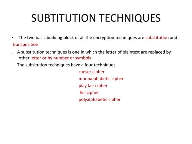 Substitution techniques | PPTX