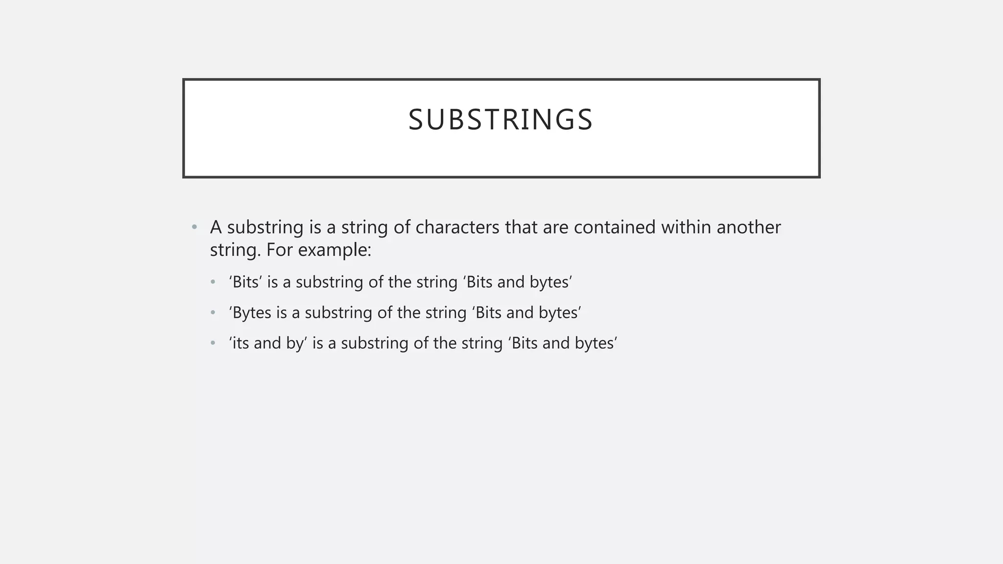 Python Substrings Ppt