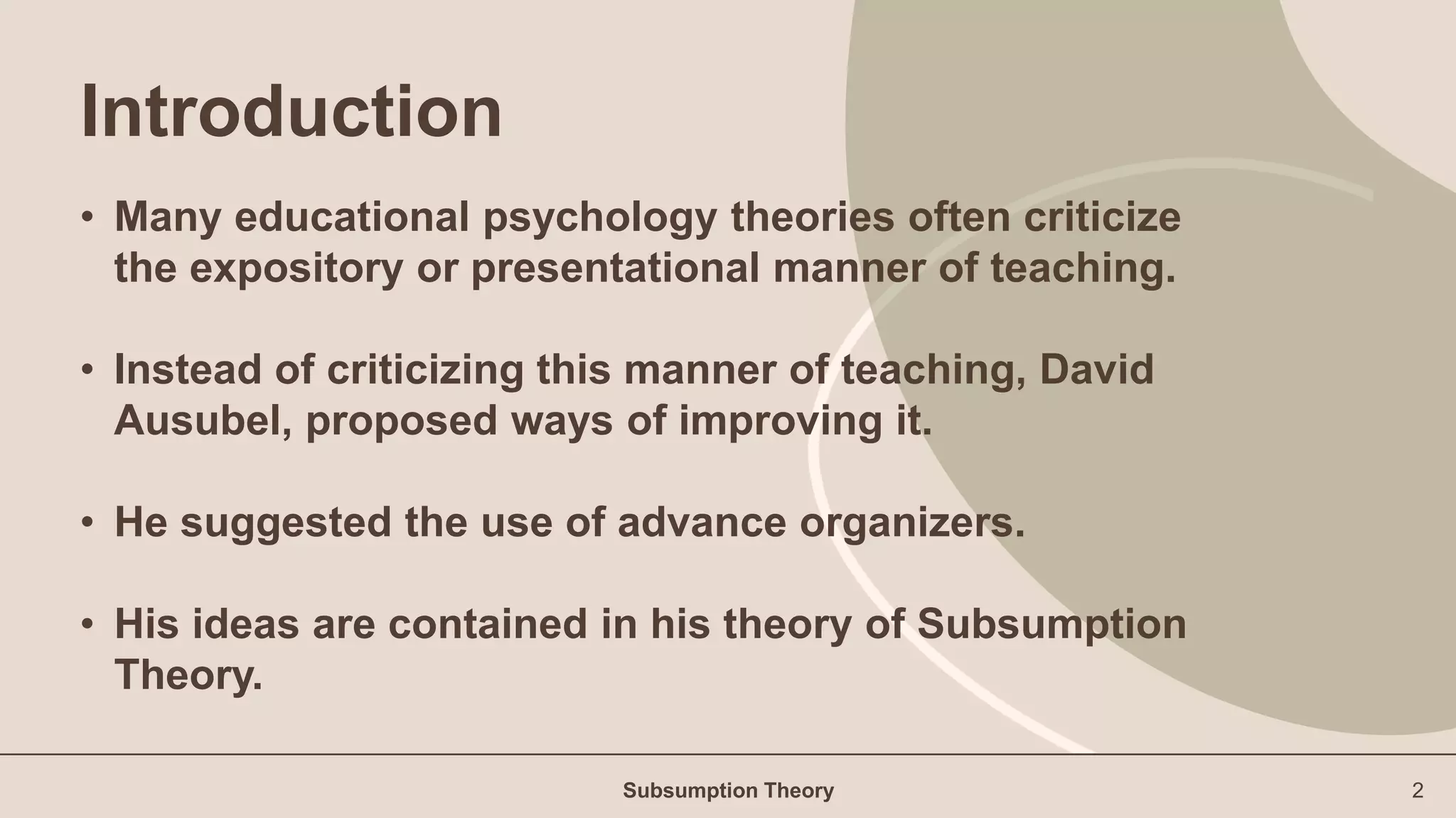 Subsumption-Theory-2.pptx | Undergraduate Education | College Education