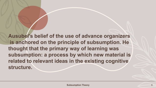 Subsumption-Theory-2.pptx | Undergraduate Education | College Education