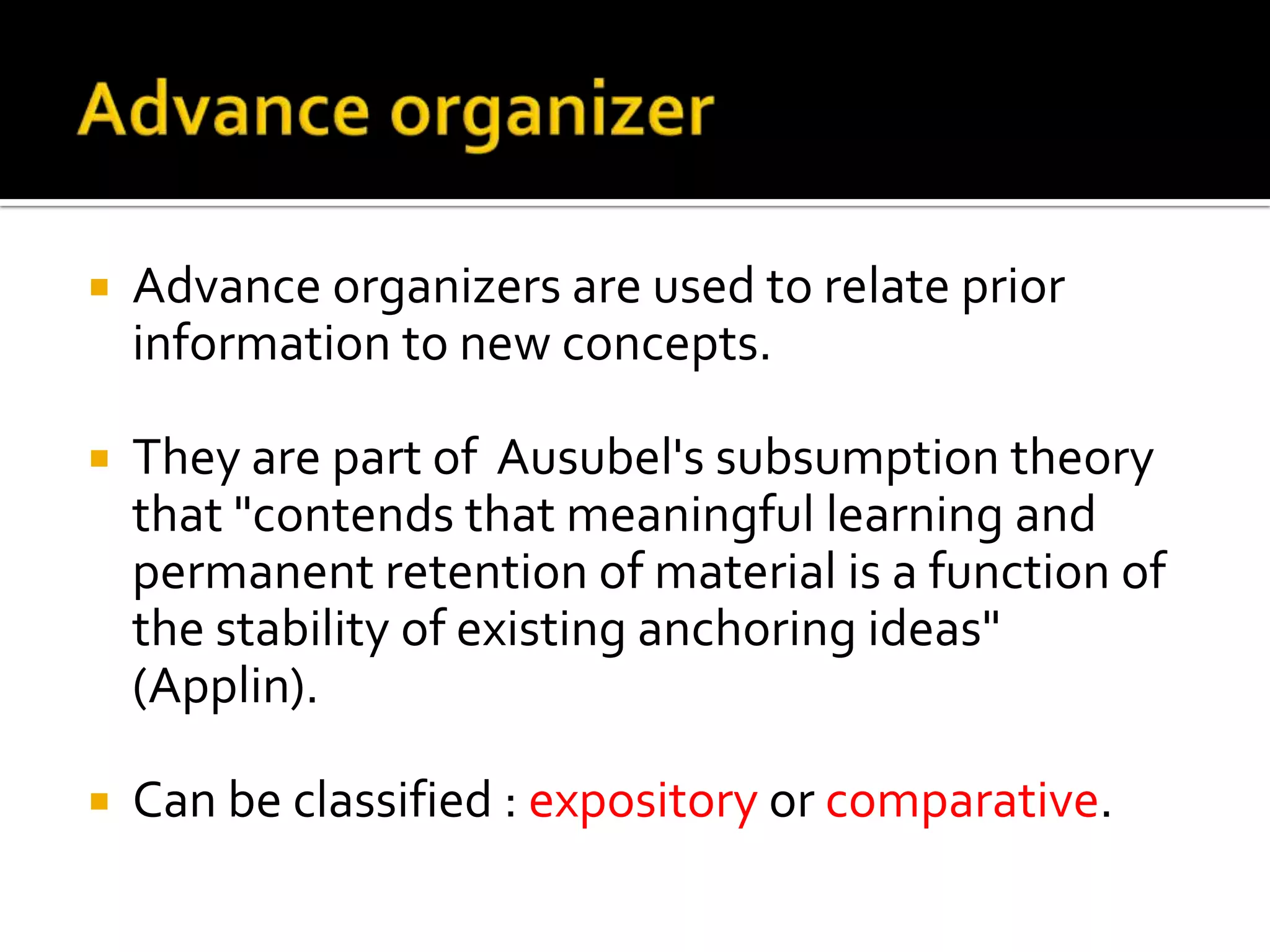 Subsumption theory by_david_paul_ausubel | PPTX